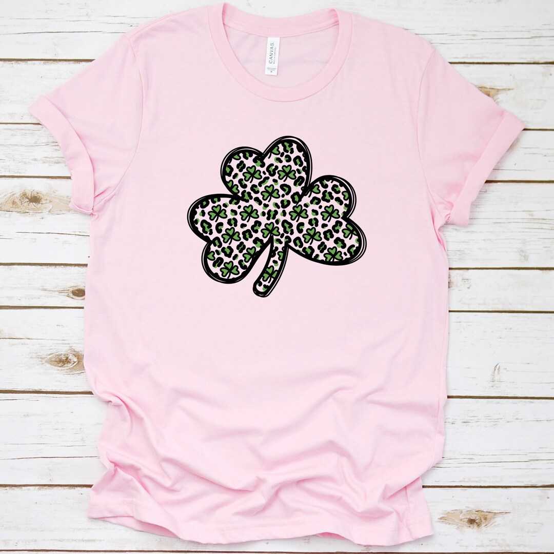 Leopard Print Shamrock Clover St. Patrick's Day Pink Shirt, Animal ...