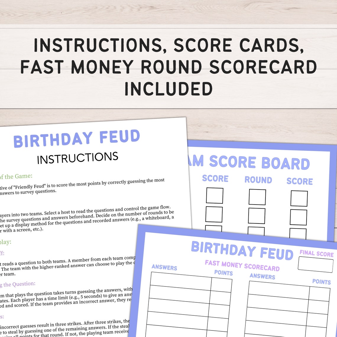 Birthday Friendly Feud Game: Family Trivia Night (printable PDF) - Etsy