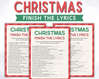 Christmas Finish the Lyrics: Christmas Song Game, Christmas Party Games ...