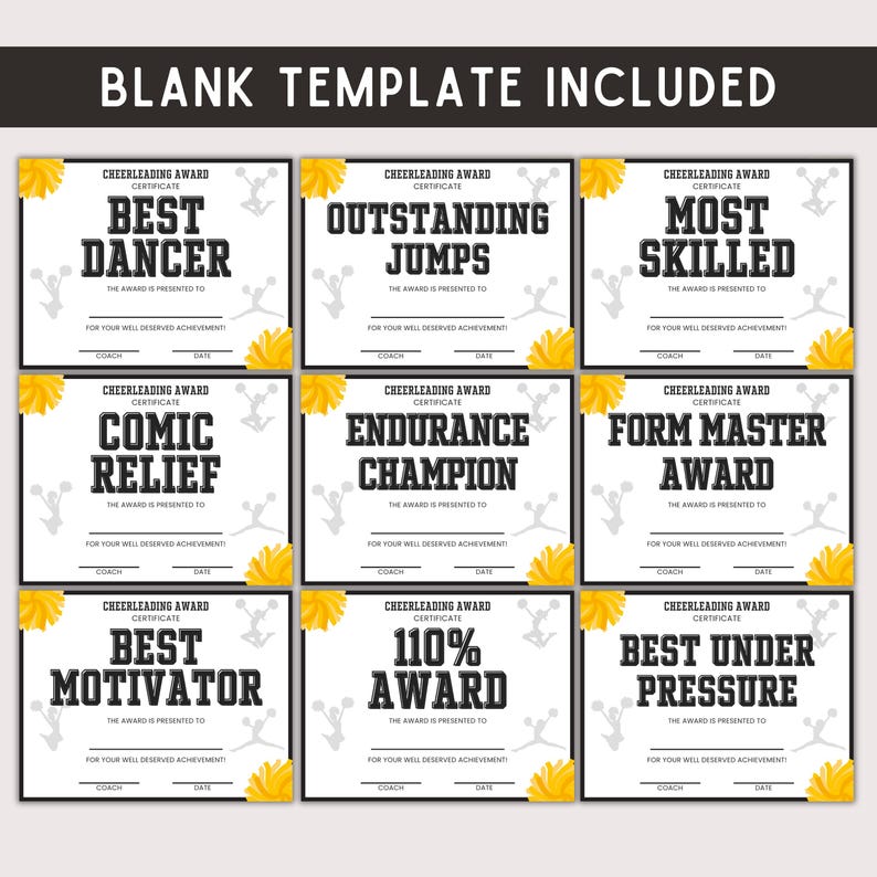 Editable Cheerleading Award Certificates, Cheerleading Awards ...