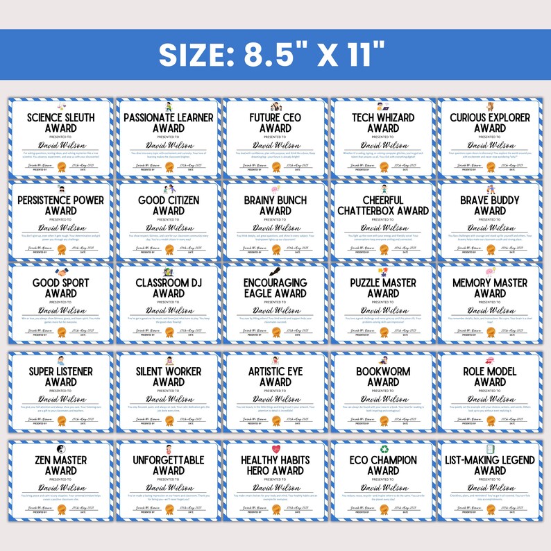 Editable Classroom Award Certificates: 100+ Student Templates (CANVA ...