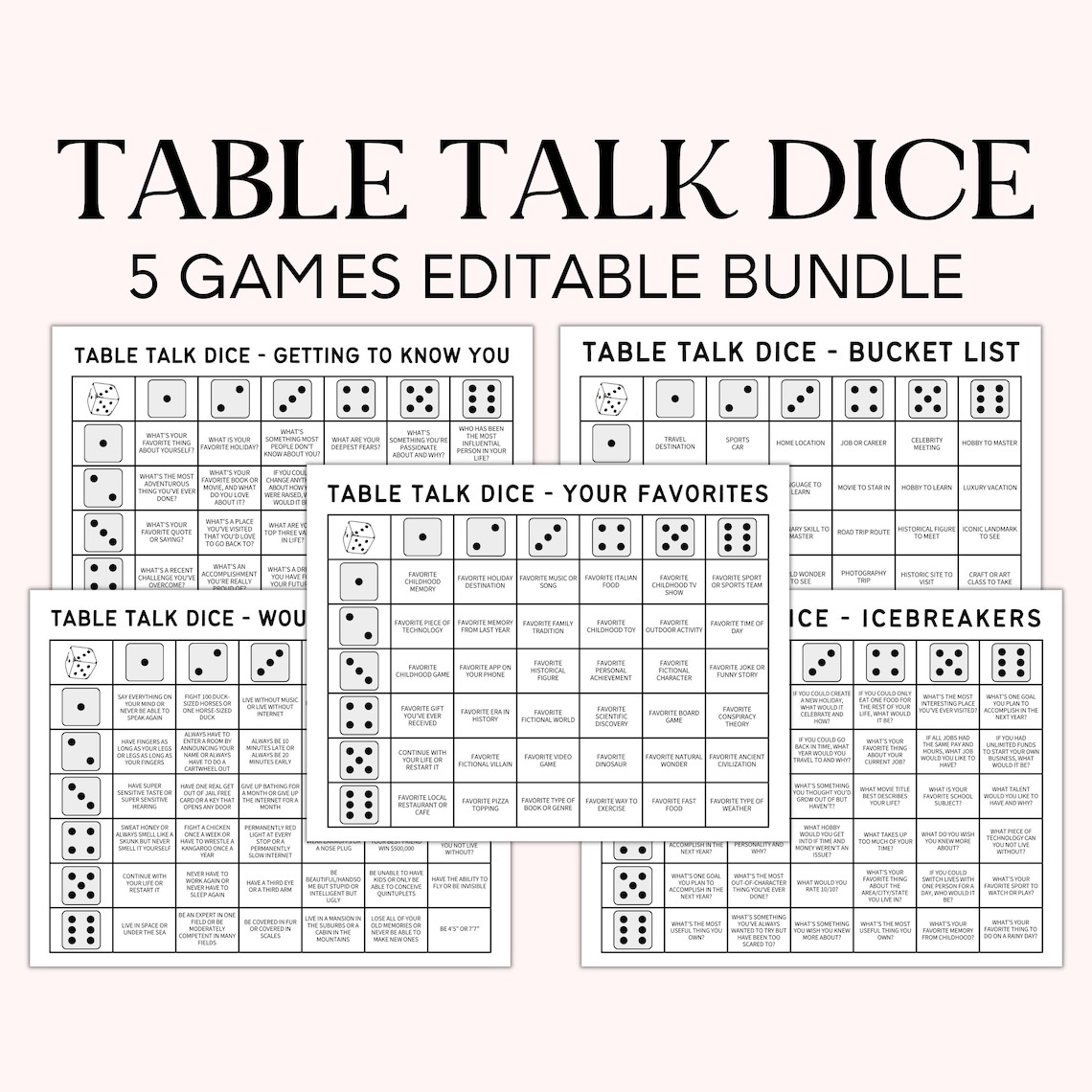 Table Talk Dice, Dicebreaker Game, Games for Kid, Teacher Resource ...