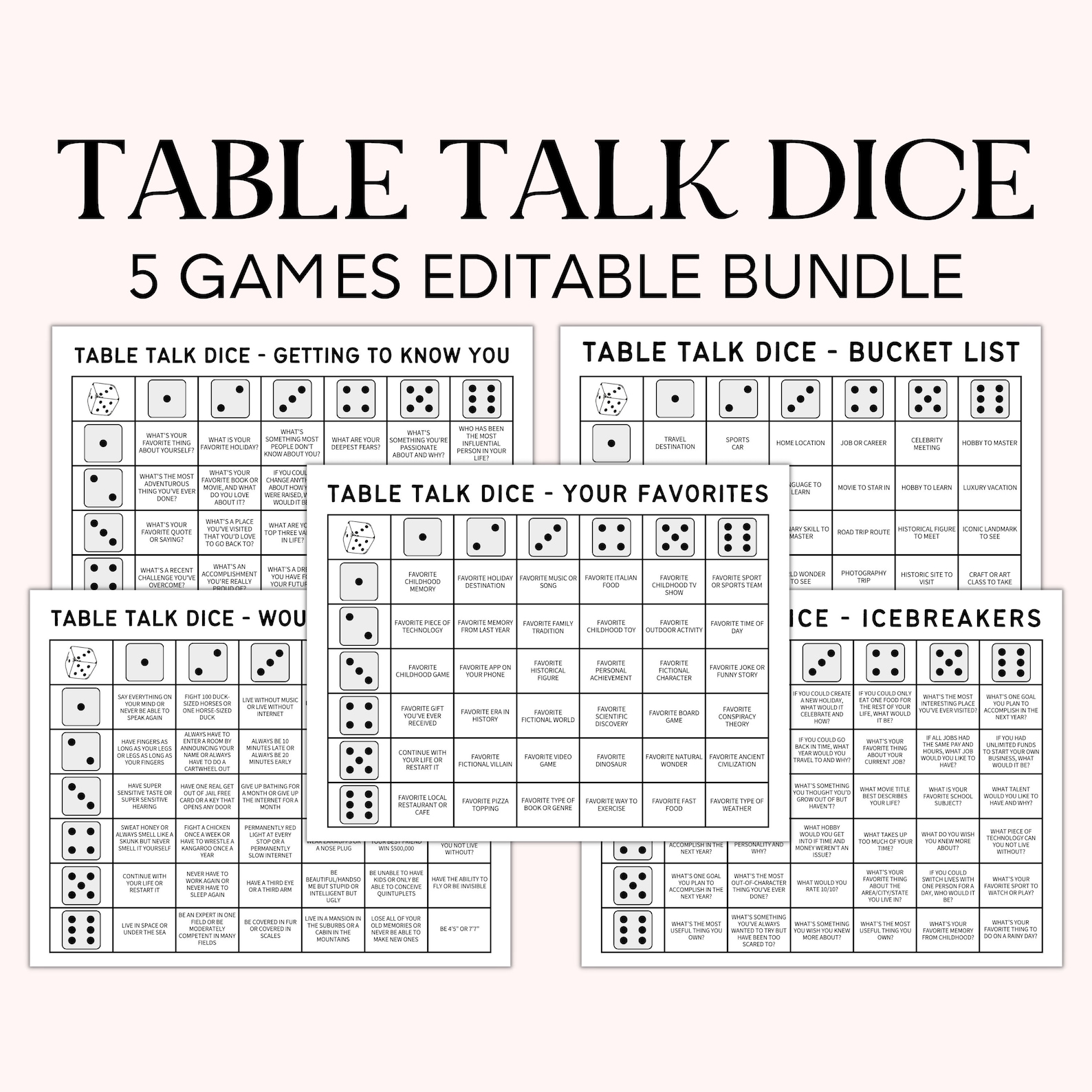 Table Talk Dice, Dicebreaker Game, Games for Kid, Teacher Resource ...