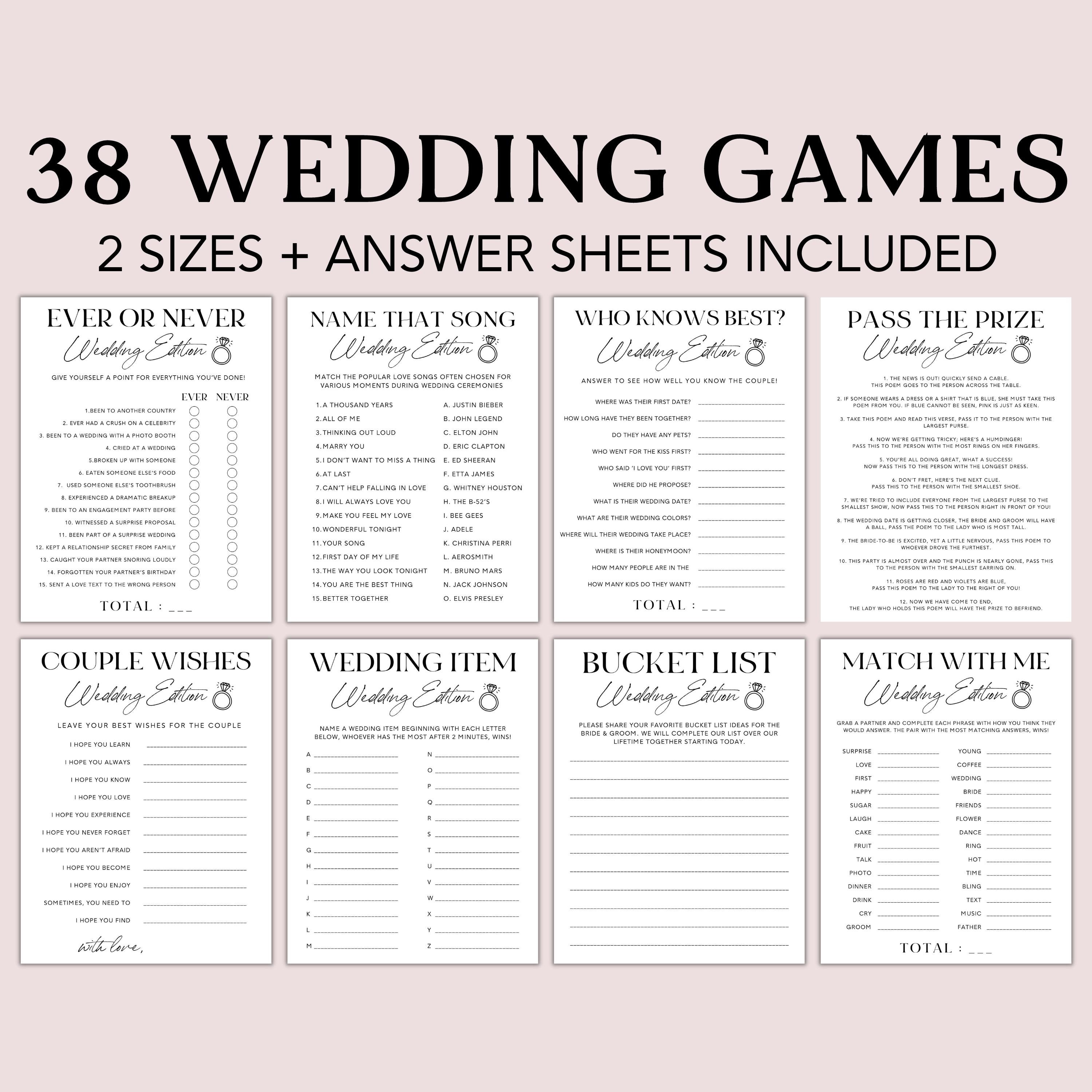Editable Wedding Games Bundle Wedding Table Activity Wedding - Etsy ...