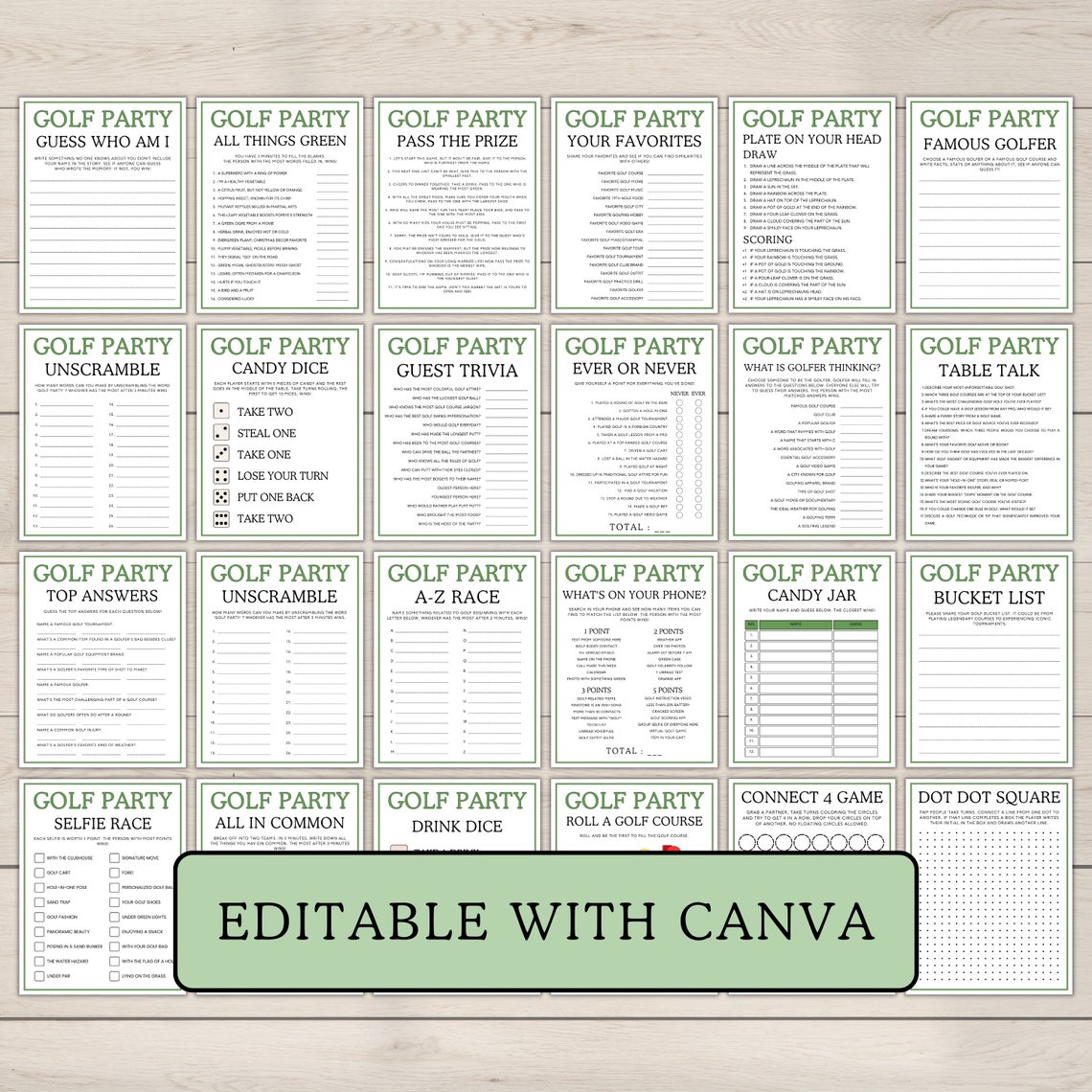 40 Golf Party Games Bundle: Printable & Editable (digital Download) - Etsy