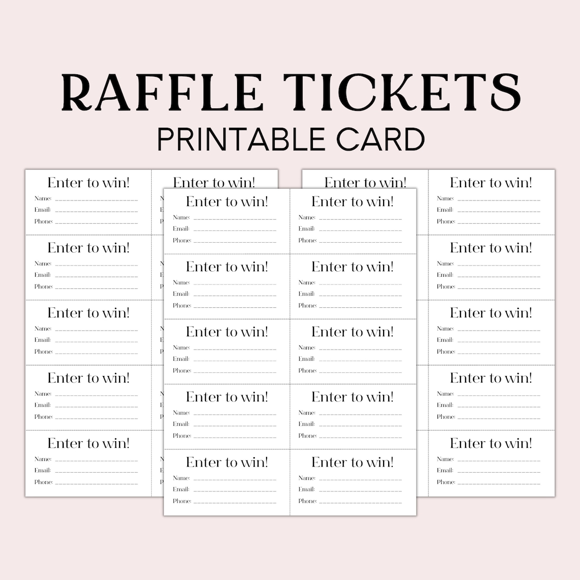 Raffle Ticket Form, Printable Enter to Win Ticket, Drawing Slips - Etsy