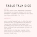 Table Talk Dice, Dicebreaker Game, Games for Kid, Teacher Resource ...