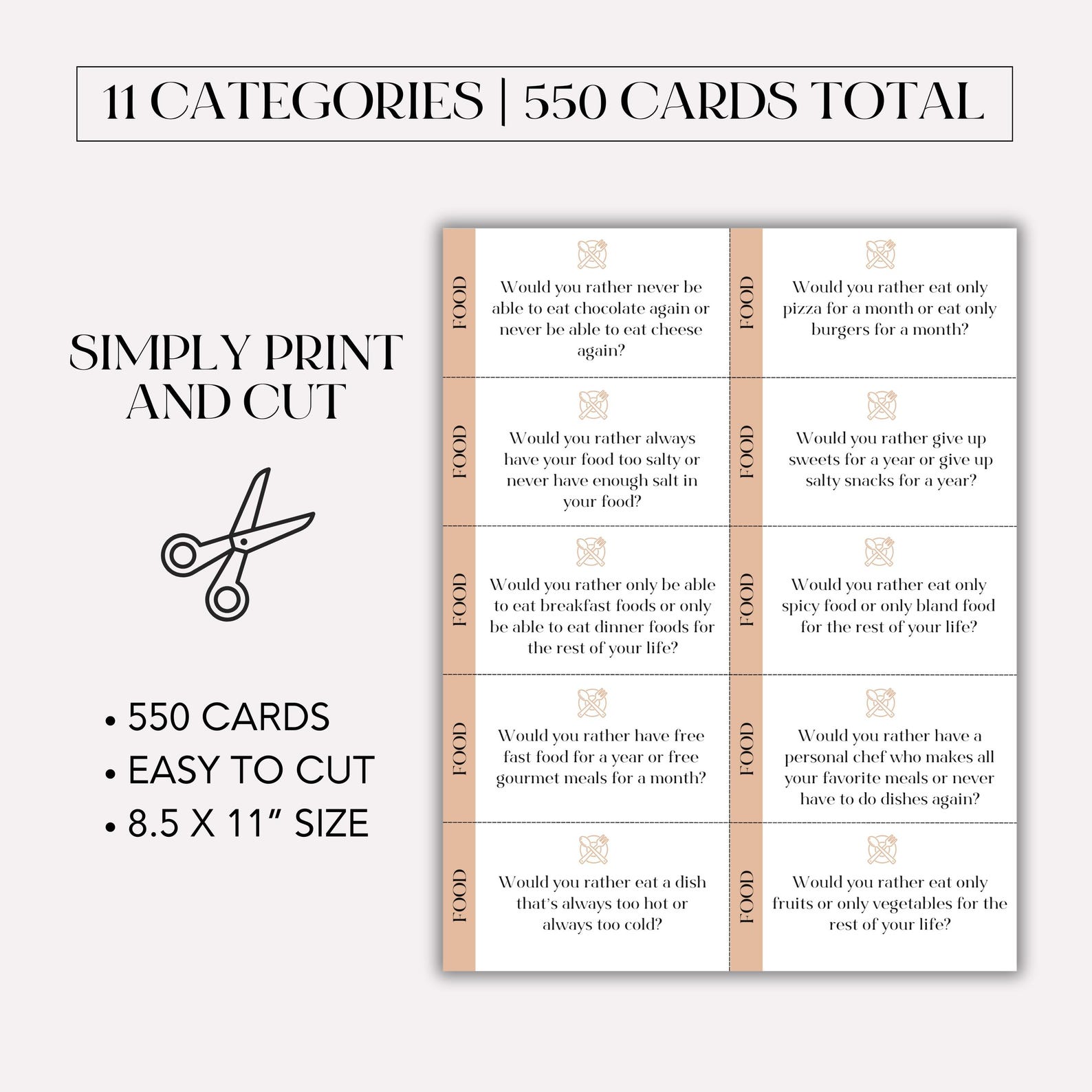 550 'would You Rather' Conversation Starter Cards (digital Download) - Etsy