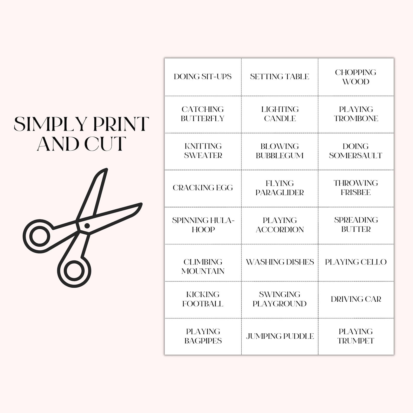 240 Printable Charades, Group Games, Action Charades For, Family Team ...