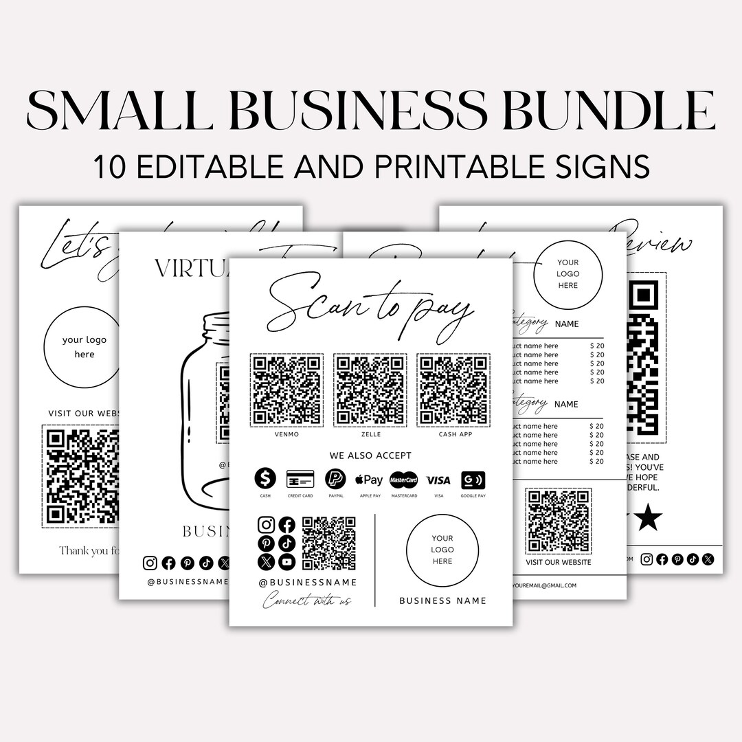 Qr Code Sign for Small Business, Scan to Pay Template, Qr Code Sign ...