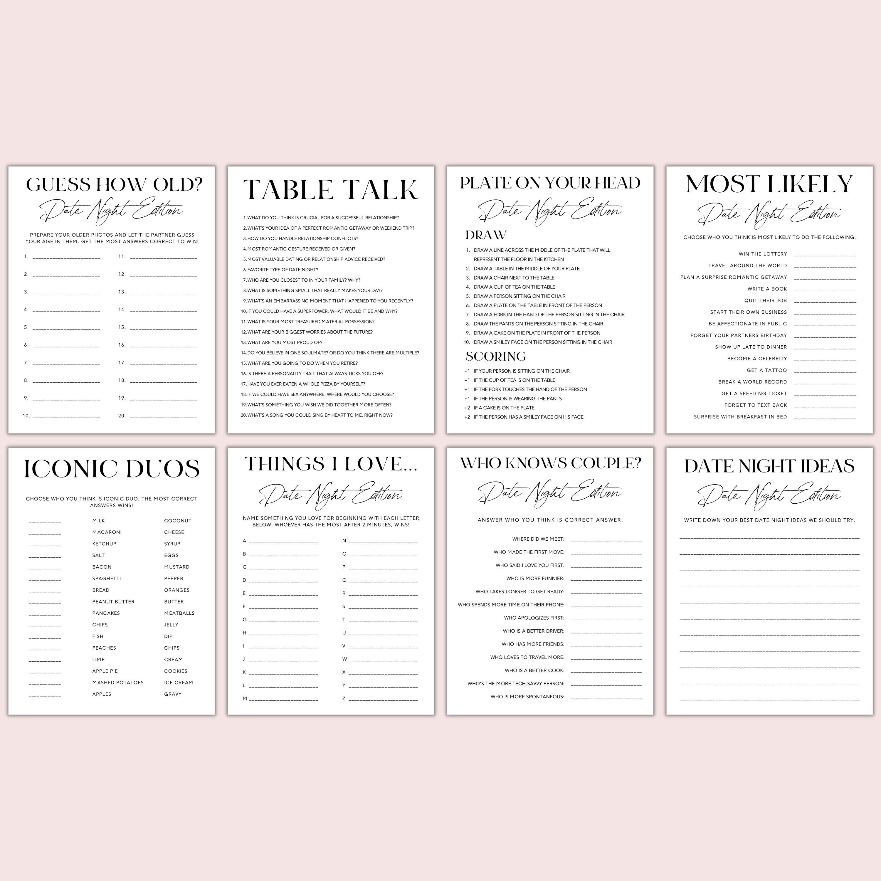 Editable Date Night Games Bundle: 24 Printable Couples Games (CANVA) - Etsy
