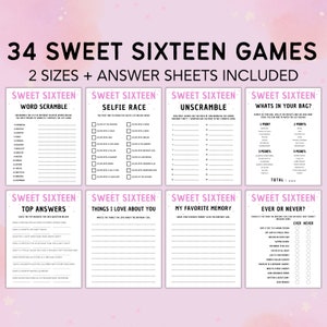 Editable Sweet Sixteen Birthday, 16th Birthday Games, 16th Birthday ...