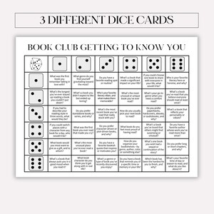 Book Club Dice, Book Club Questions, Book Club Discussion Cards, Book ...