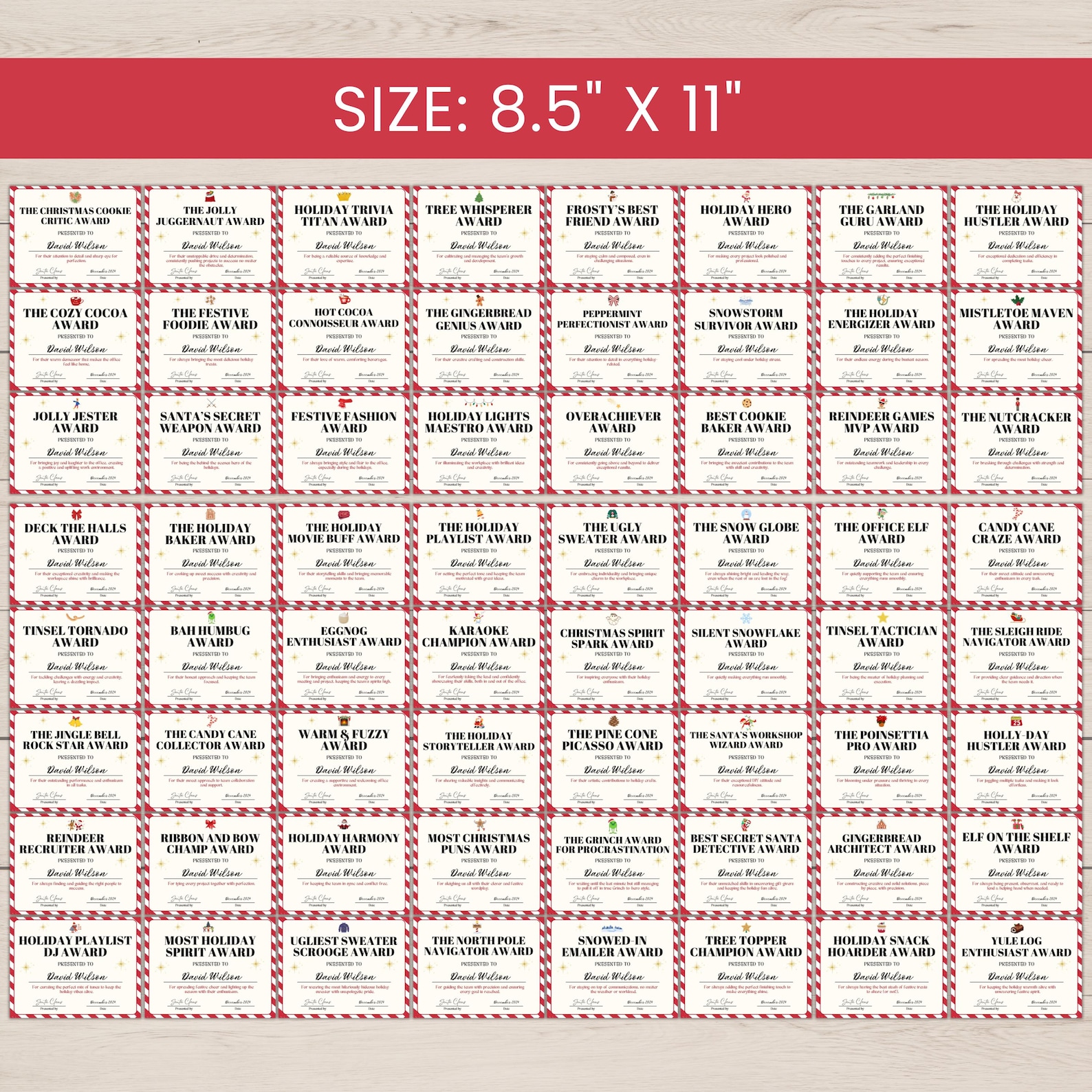 Editable Christmas Employee Awards: Holiday Certificates (CANVA) - Etsy