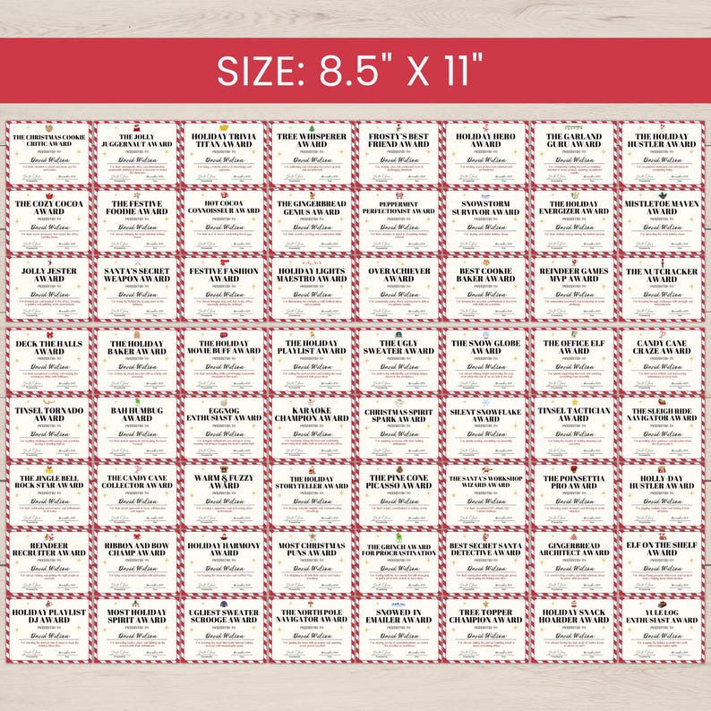 Editable Christmas Employee Awards: Holiday Certificates (CANVA) - Etsy