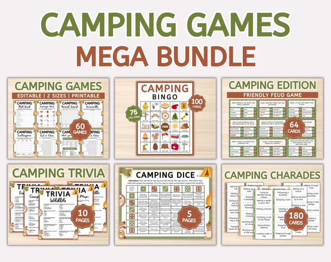 Camping Games Bundle Printable Camping Games Kids Adults Camping ...