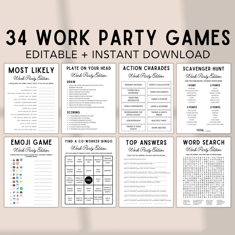 Editable Office Party Games Work Party Games Team Meeting - Etsy Australia
