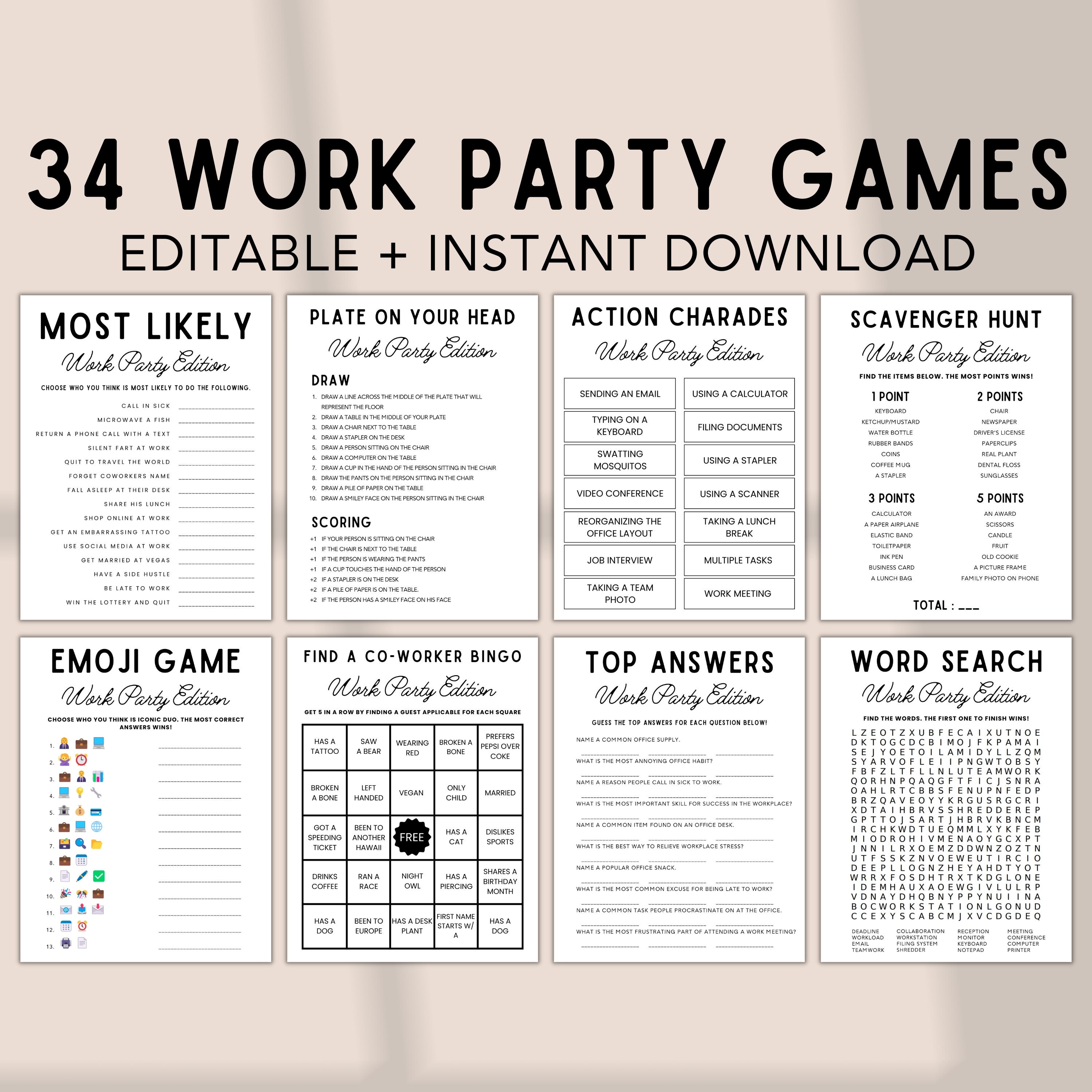 Editable Office Party Games Work Party Games Team Meeting - Etsy Australia