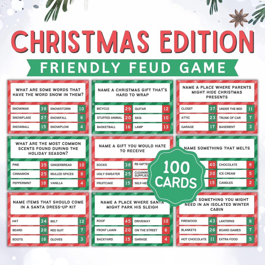 Christmas Friendly Feud Game: Printable Trivia for Family (PDF) - Etsy