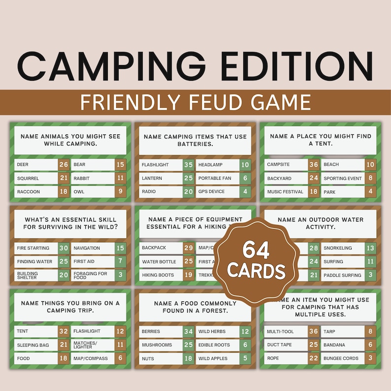 Camping Friendly Feud, Camping Games, Camping Feud, Camping Party ...