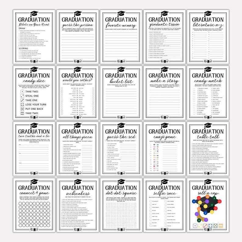 Graduation Games 2026 Bundle: Editable Graduation Party Games, Class of ...