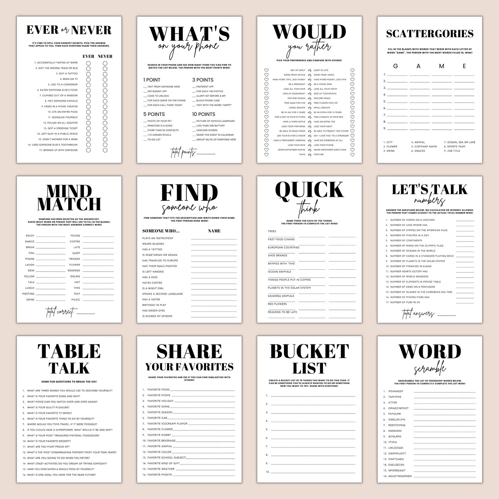 Icebreaker Games Bundle, Ice Breaker Questions, Office Party Games ...