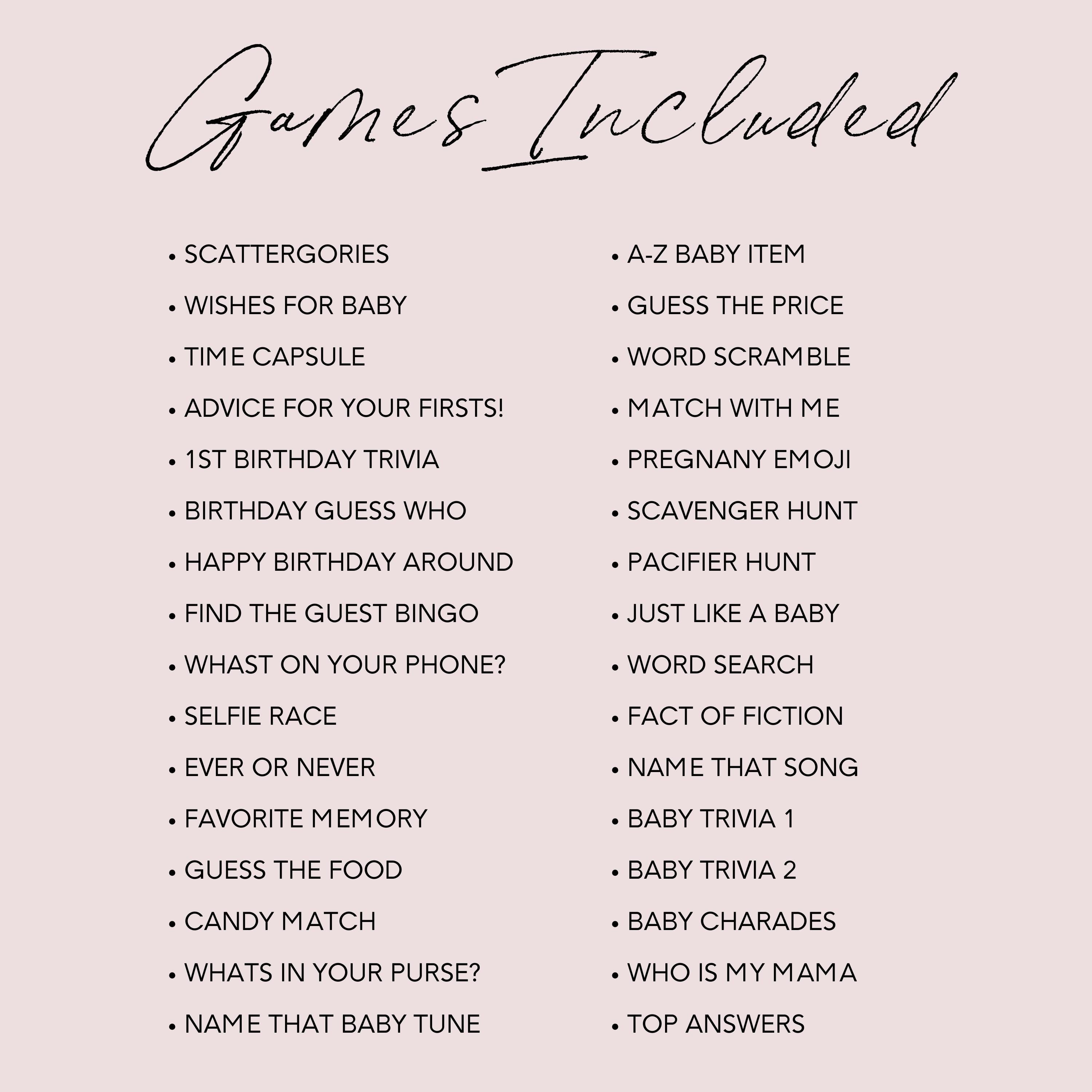 Editable First Birthday Games Bundle: 32 Party Games (canva) - Etsy