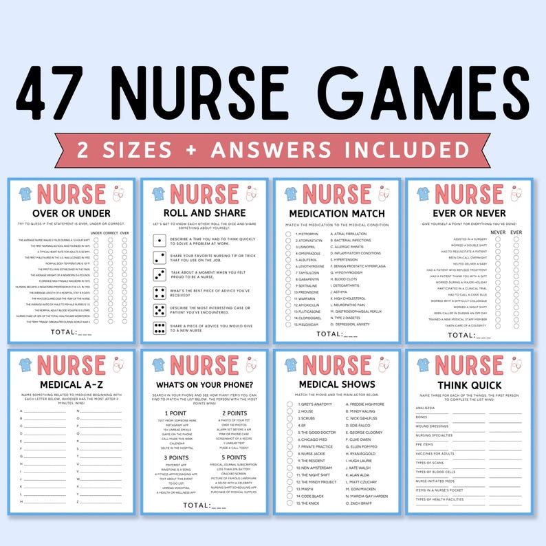 Editable Nurse Party Games Bundle, Nurse Week, Nurse Student, Nurse ...