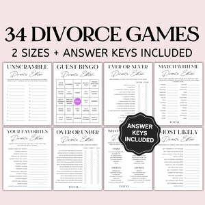 Editable Divorce Party Games Bundle, Couples Games, Breakup Party Games ...