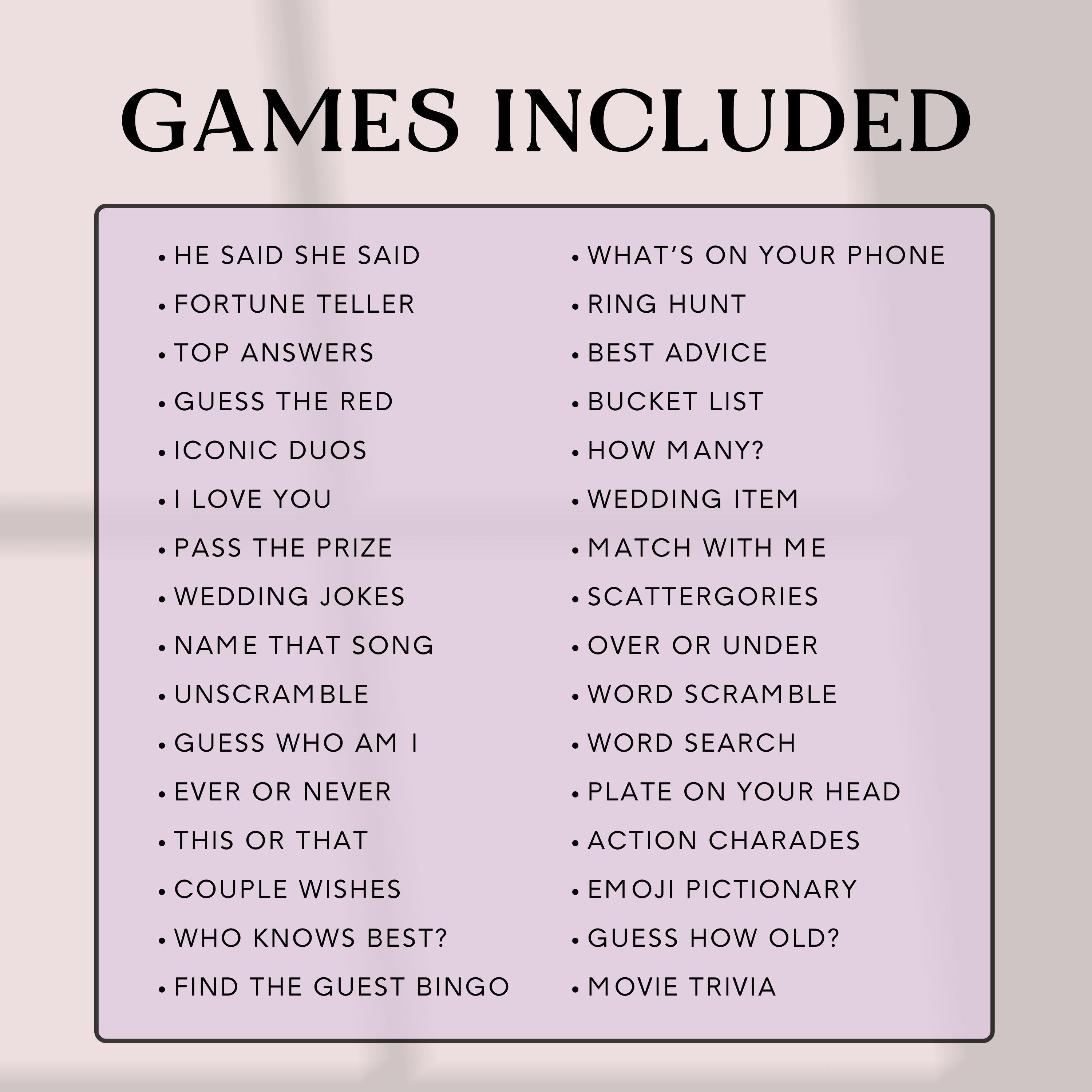 32 Engagement Party Games Bundle: Printable Couples Games (canva ...