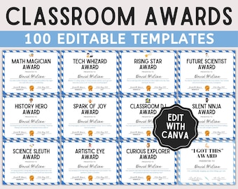 70 Student Award Certificates, Classroom End of Year Certificate ...