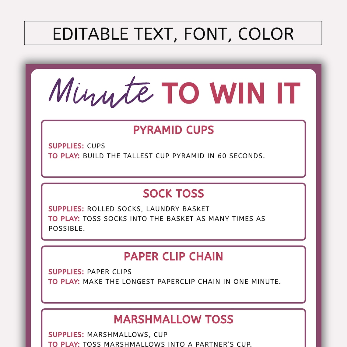 Minute to Win It Games: 60 Minute to Win It Party Games, Icebreaker ...