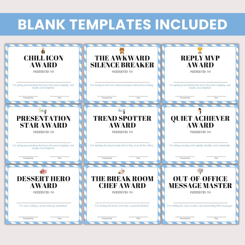 Editable Office Award Certificates: Funny Employee Awards (canva ...
