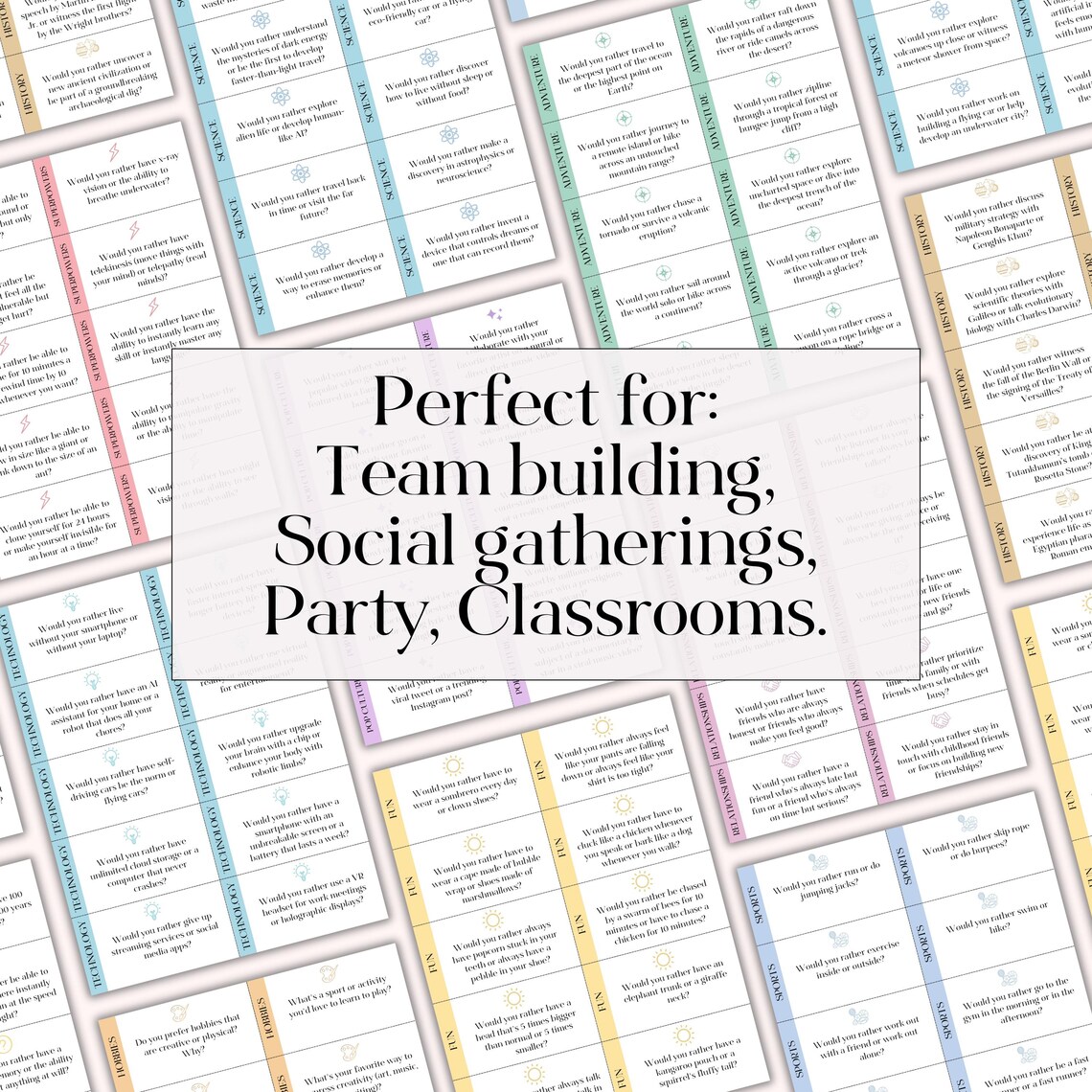 550 'would You Rather' Conversation Starter Cards (digital Download) - Etsy
