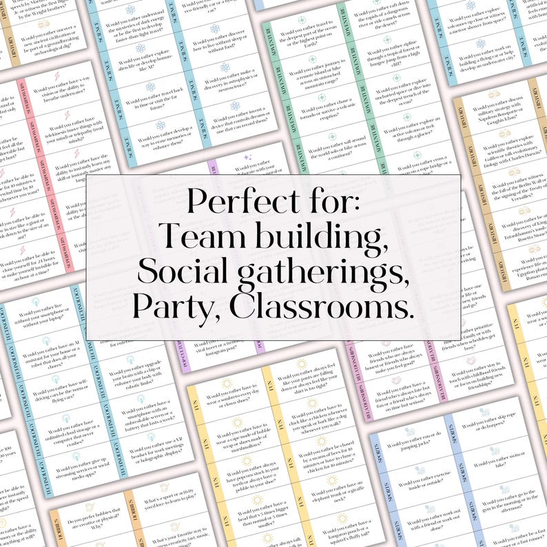 550 'would You Rather' Conversation Starter Cards (digital Download) - Etsy