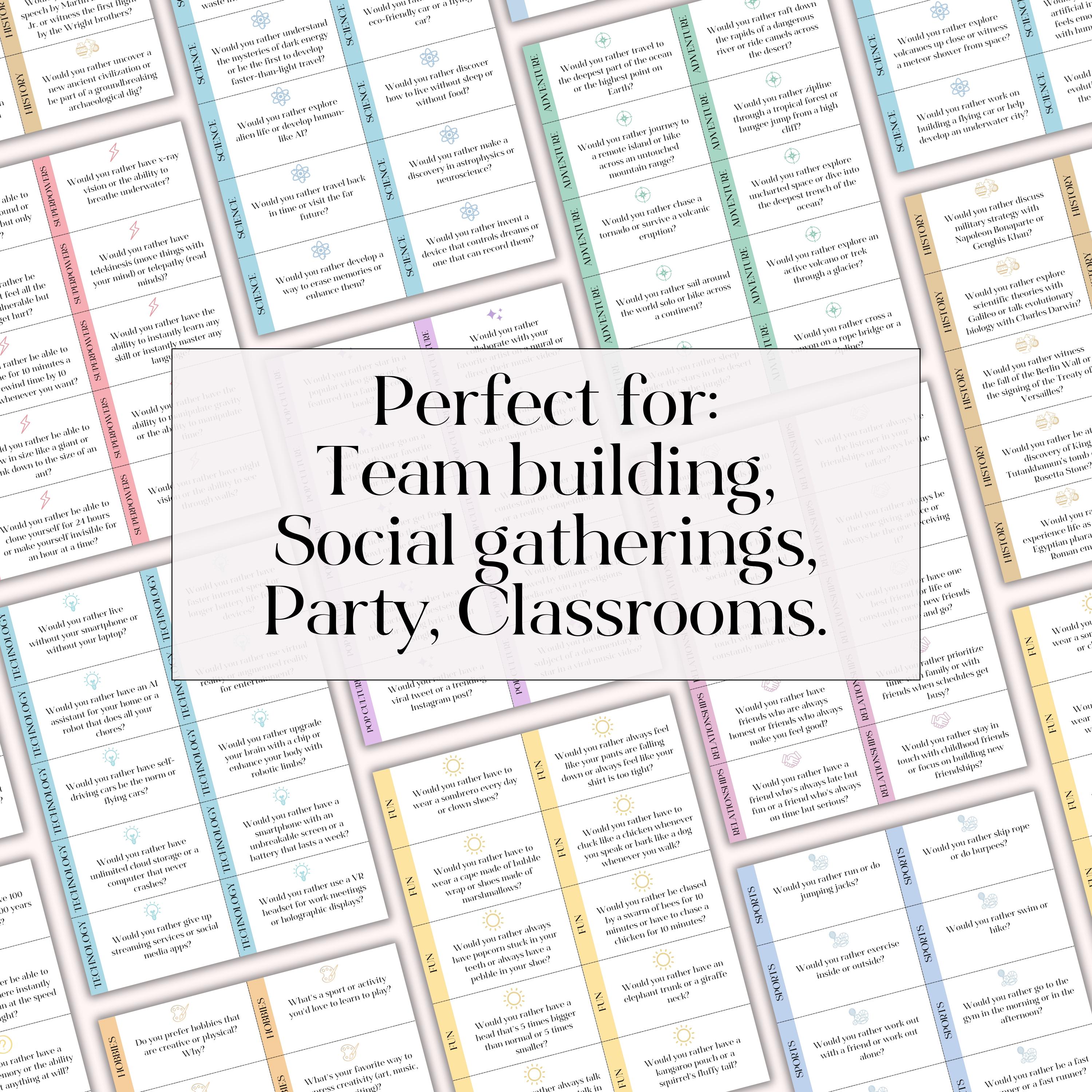 550 'would You Rather' Conversation Starter Cards (digital Download) - Etsy