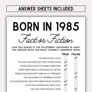 40th Birthday Party Games Bundle, Born in 1985, 1985 Birthday Games ...