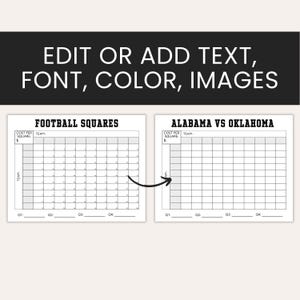 Editable Football Squares, 100 Square Football Grid, Football ...
