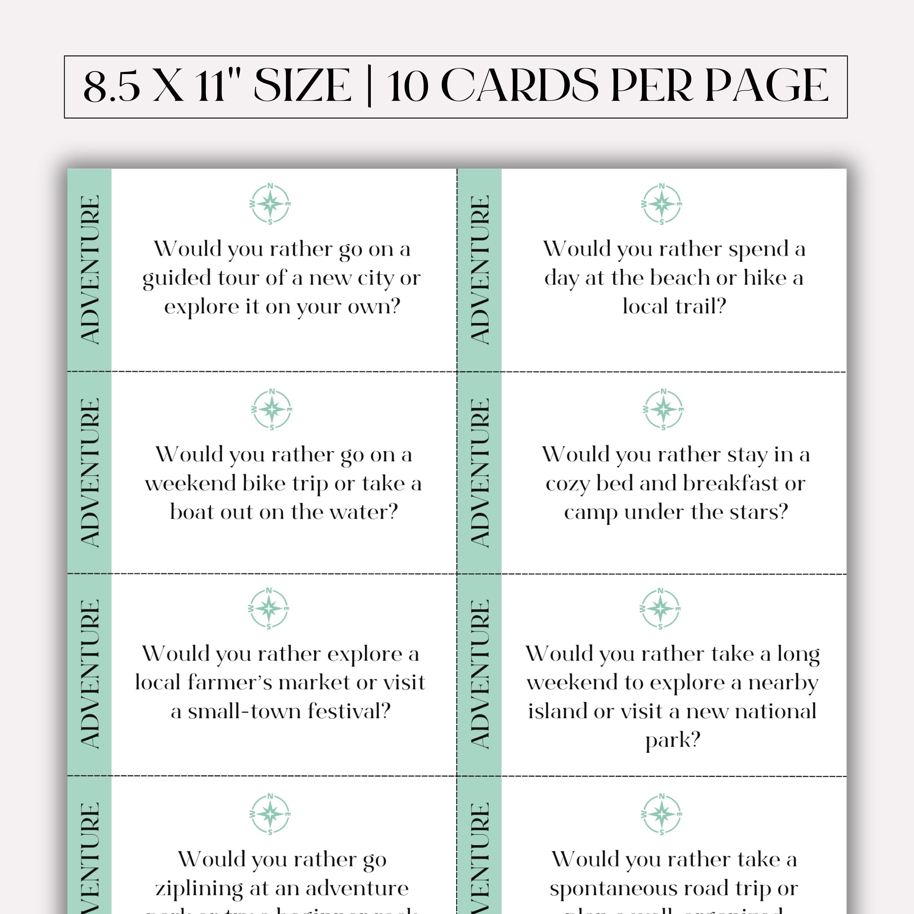 550 'would You Rather' Conversation Starter Cards (digital Download) - Etsy