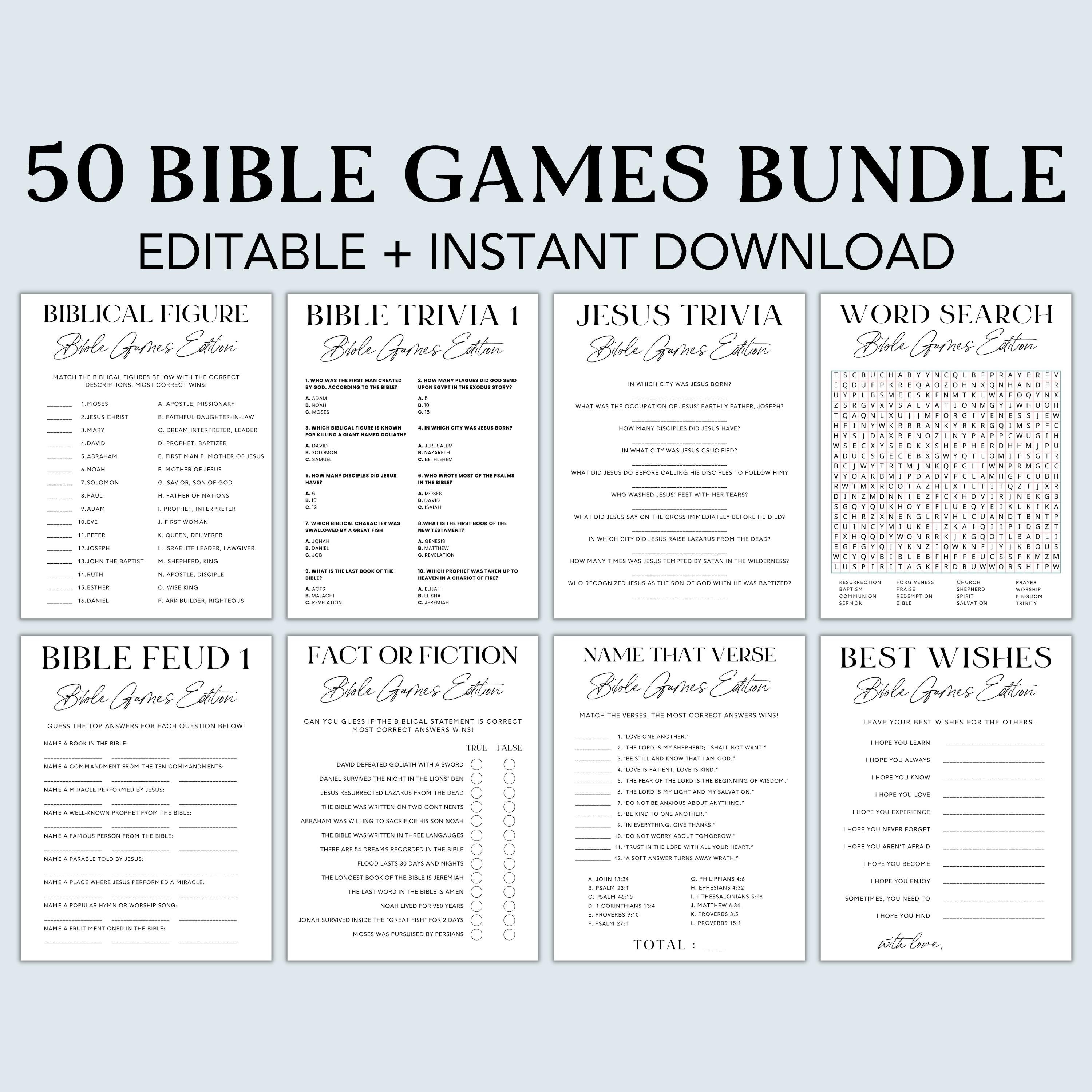 Editable Bible Games Bundle, Bible Trivia, Bible Games for Adults ...