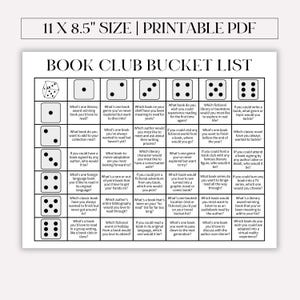Book Club Dice, Book Club Questions, Book Club Discussion Cards, Book ...