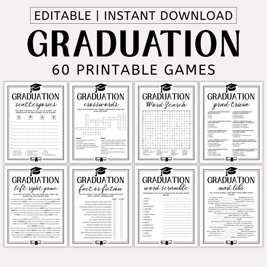 Graduation Games 2026 Bundle: Editable Graduation Party Games, Class of ...