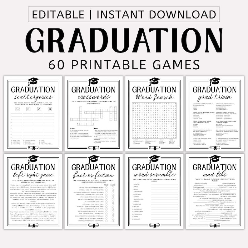 Graduation Games 2026 Bundle: Editable Graduation Party Games, Class of ...