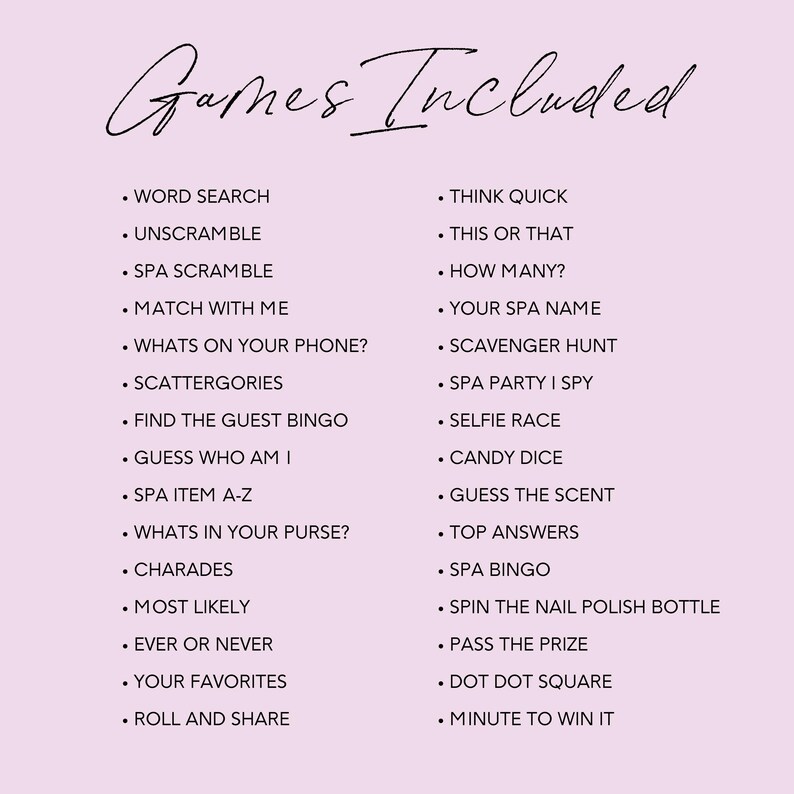 Spa Party Games Bundle: 30 Printable Sleepover Activities (editable ...