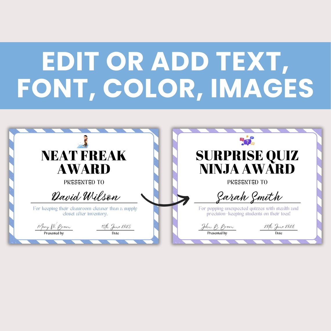 Editable Teacher Awards: 200+ School Superlatives (CANVA) - Etsy