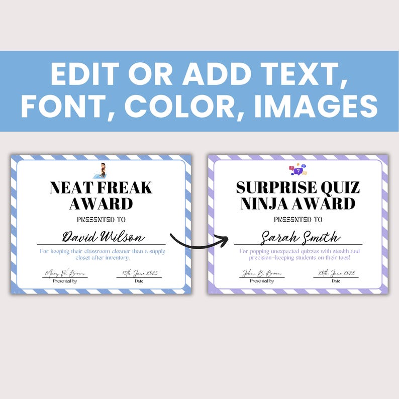 Editable Teacher Awards: 200+ School Superlatives (CANVA) - Etsy