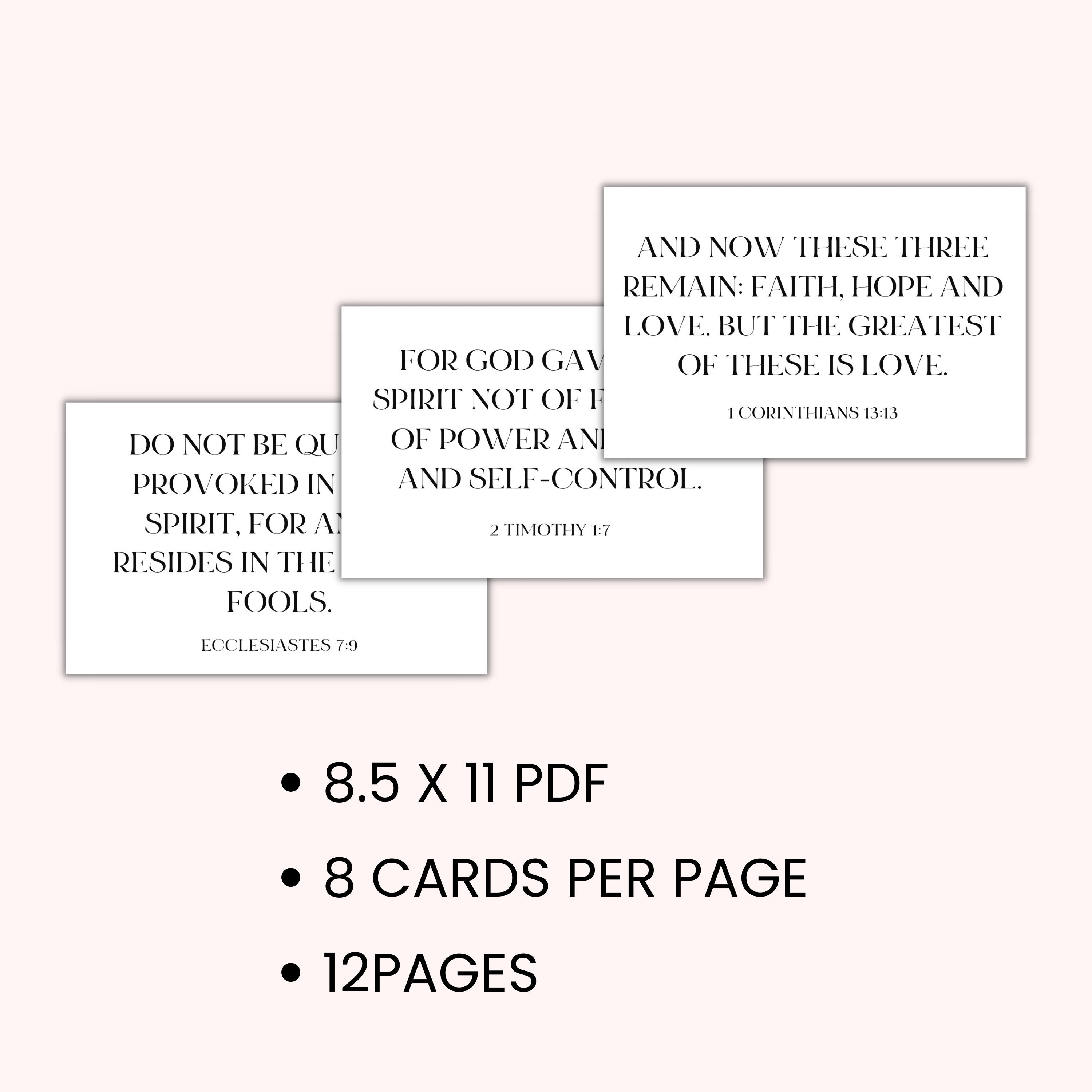 96 Bible Verse Cards: Printable Scripture Cards (PDF) - Etsy