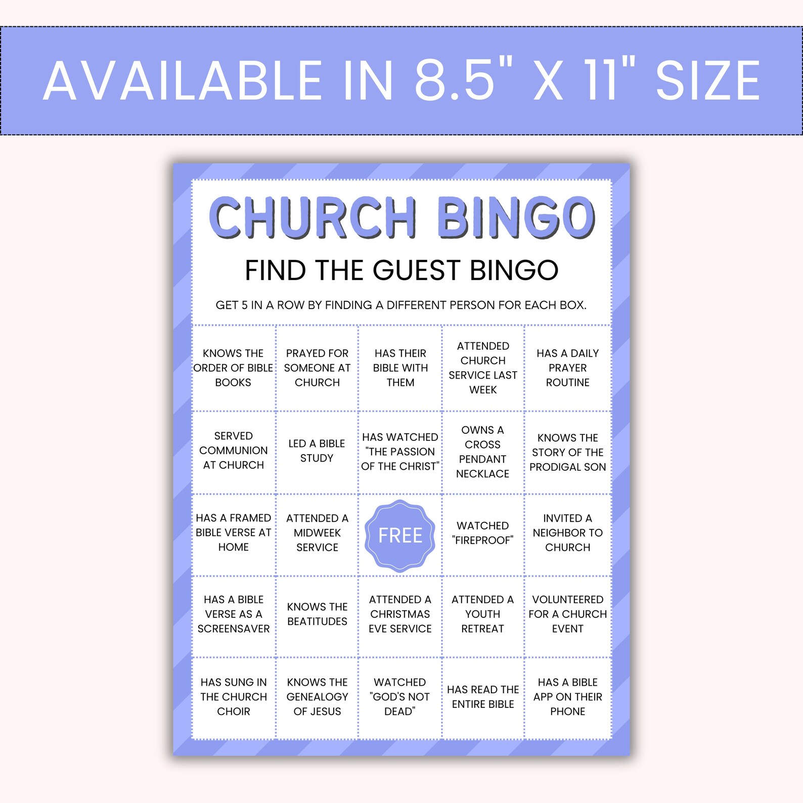 Church Bingo Game, Bible Bingo Game, Youth Group Games, Women's ...