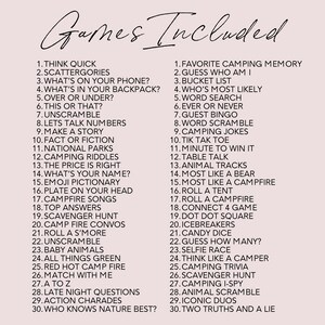 Camping Games Bundle: 60 Printable Activities (PDF) - Etsy
