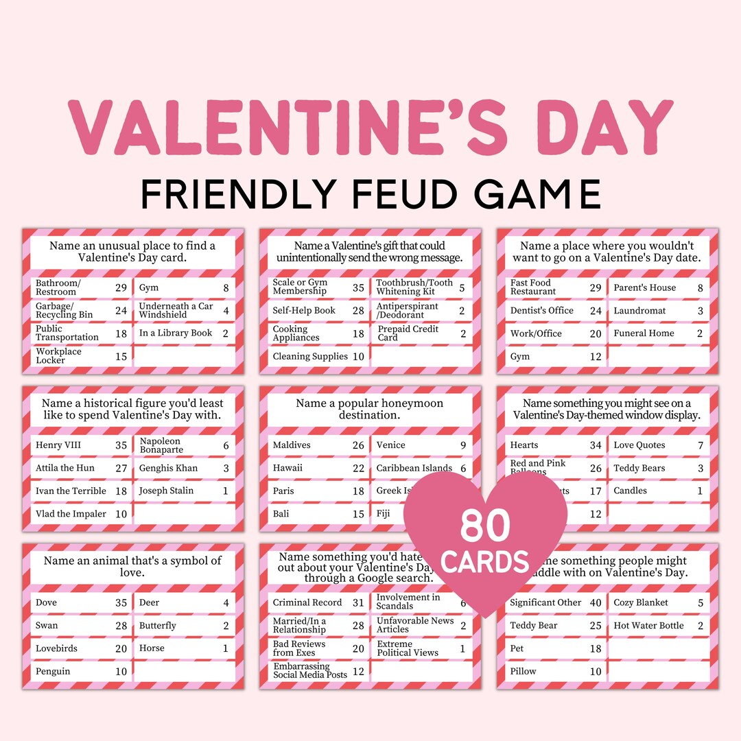 Valentines Day Friendly Feud Game, Valentines Day Party Game ...
